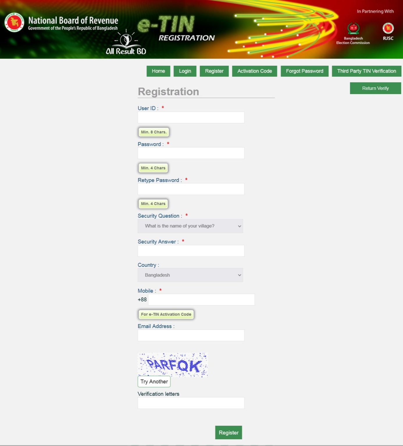 E-TIN Registration Login BD And Income Tax Return 2026